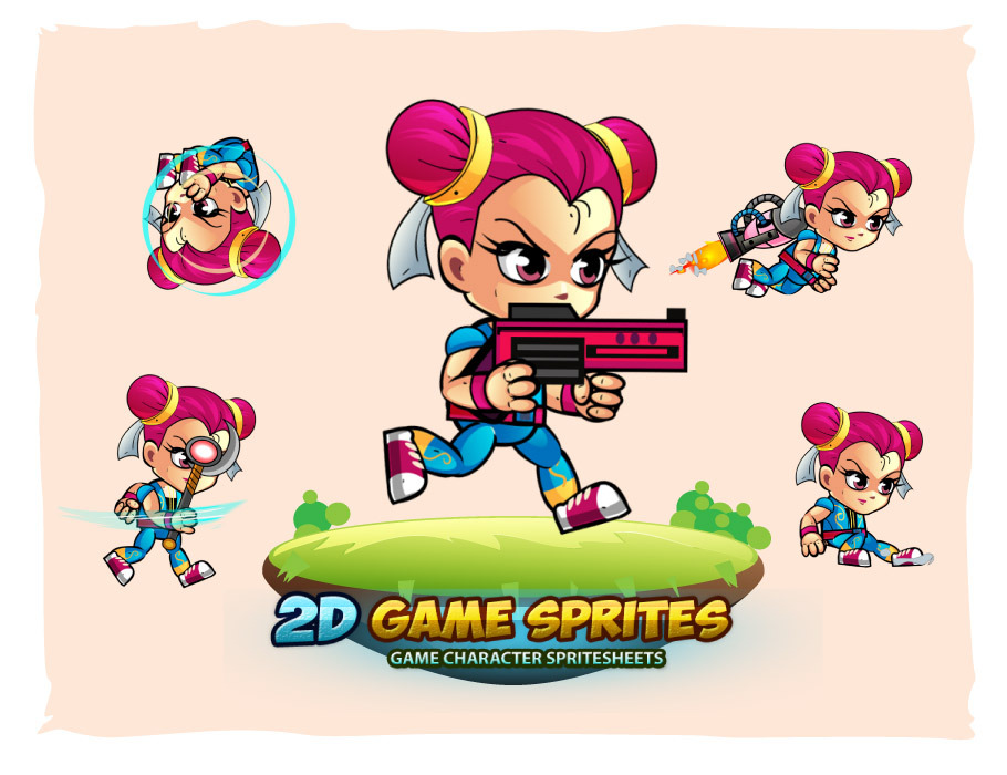 Kim 2D Game Charcter Sprites, an Illustration by DionArtworks