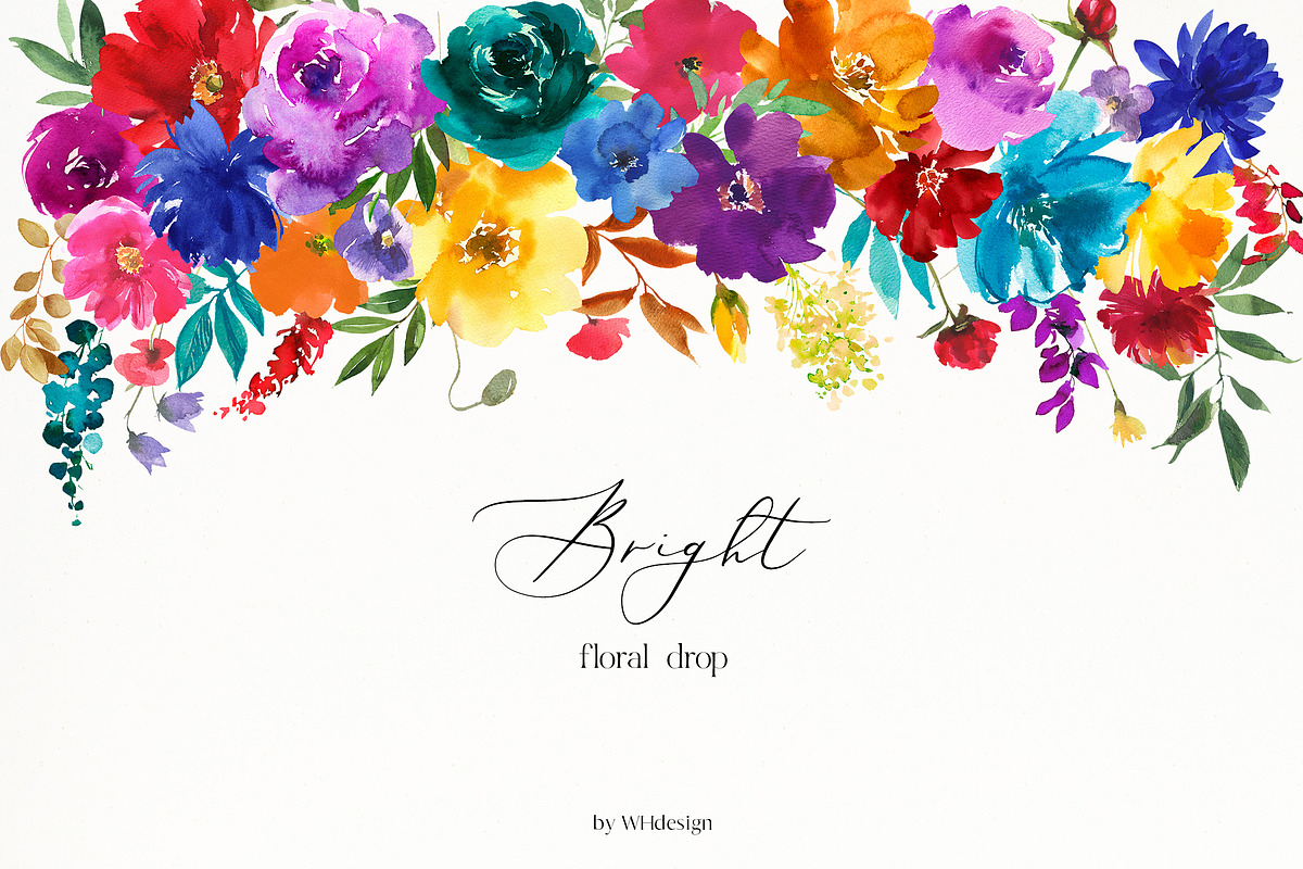 Bright Floral Clipart : Bouquets, Flowers, Leaves, Patterns