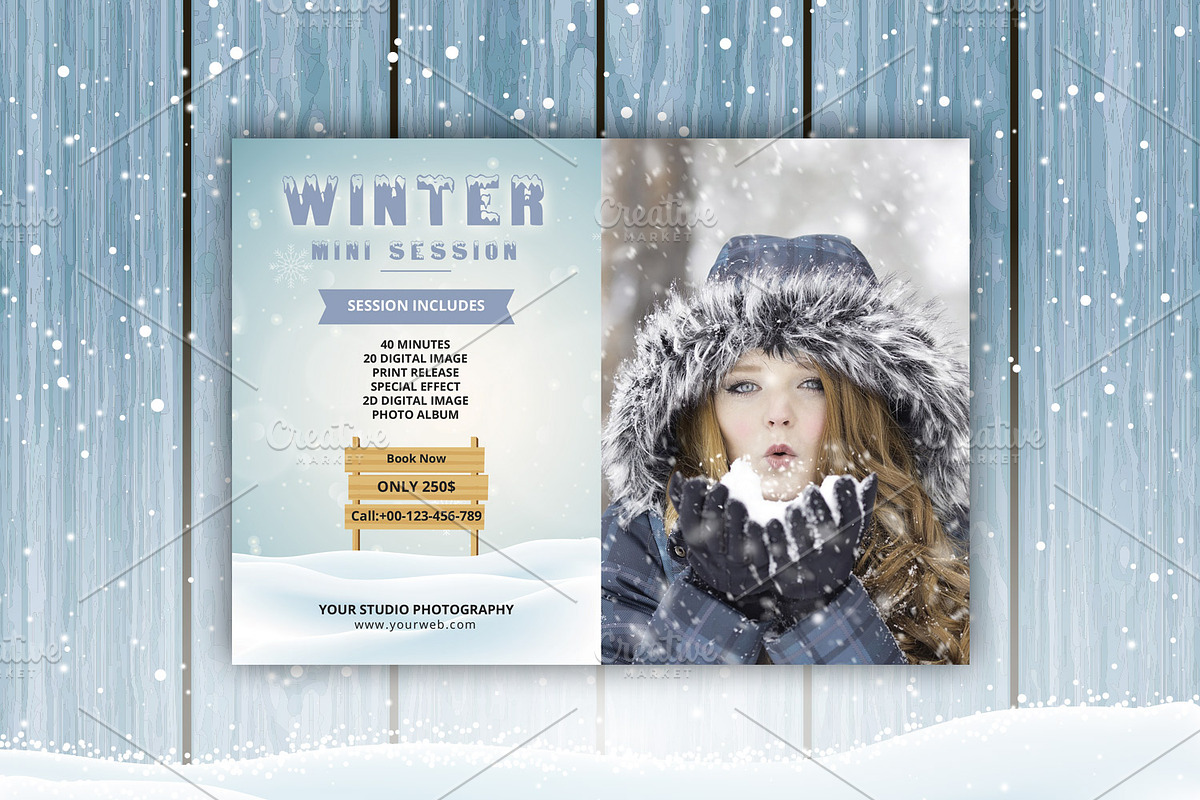Winter Mini Session Template-V417, a Flyer Template by Template Shop ...