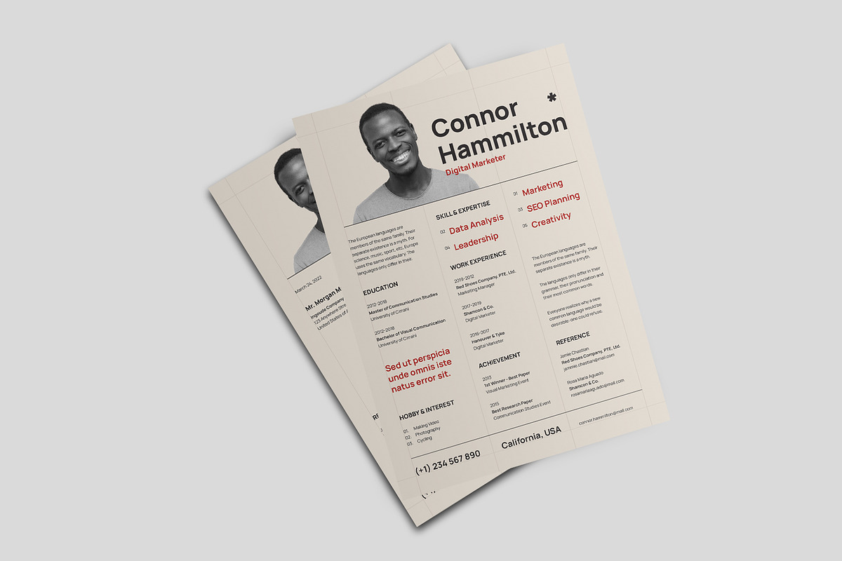 CV Resume Template - Swiss Style, a Resume Template by Neermana ...