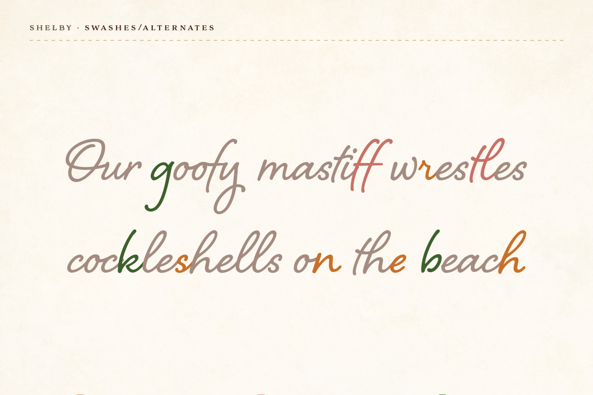 Shelby - Regular, a Script Font by Laura Worthington