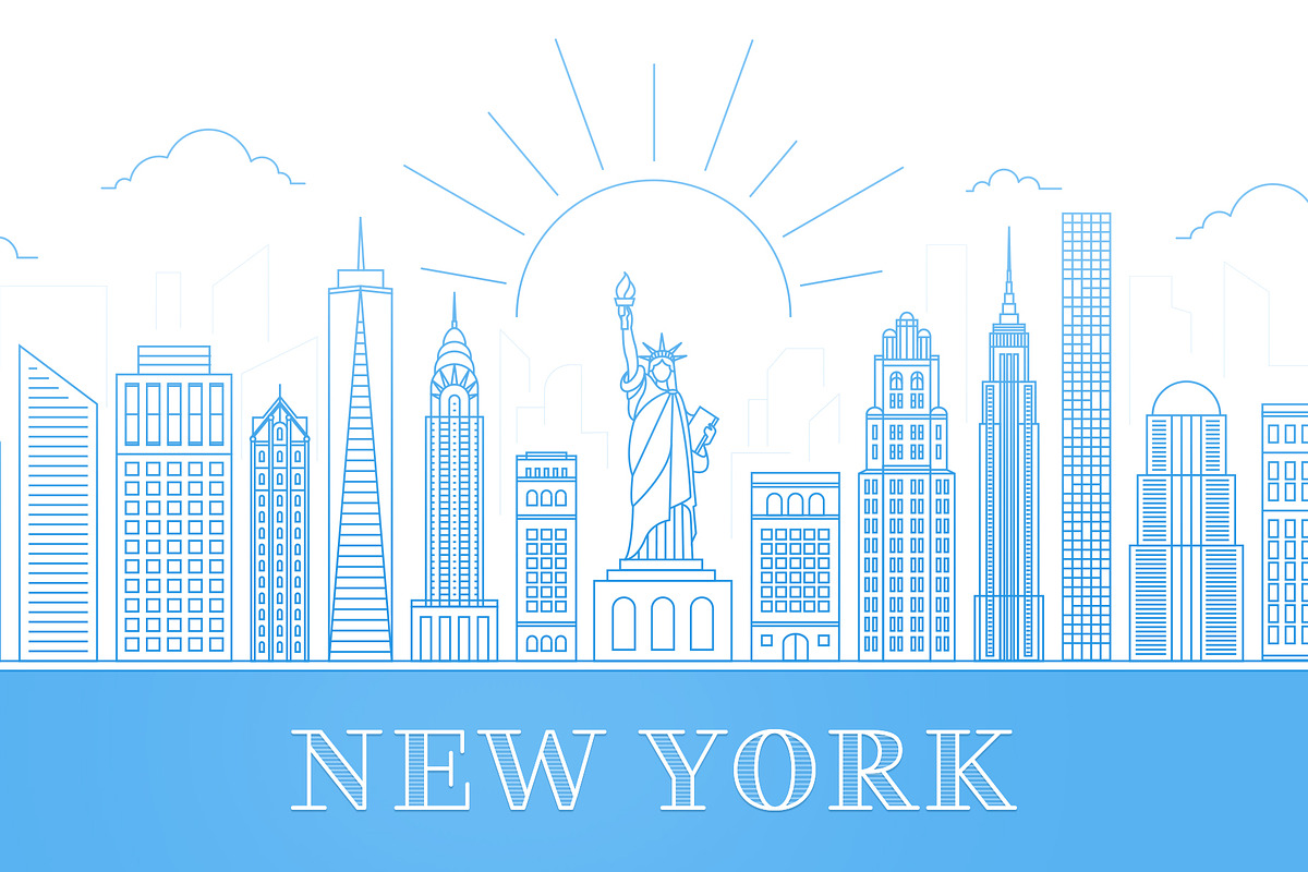 New York City - Skyline, an Outline Icon by Uniko Studio