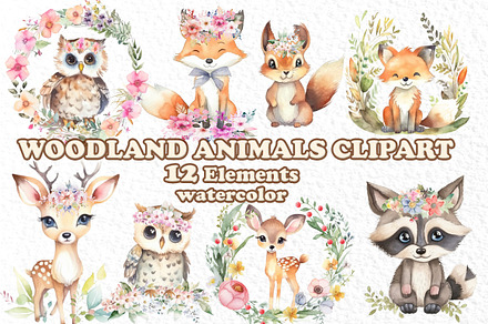 Watercolor forest animals clipart, an Animal Illustration by vivastarkids