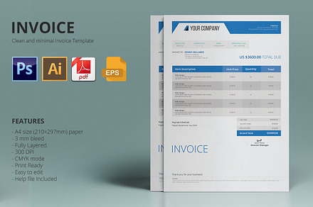 Invoice/bill, a Stationery Template by art_ample