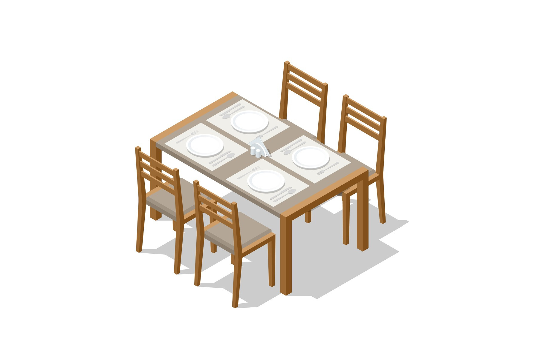 Isometric dining wooden table with | Graphic Objects ~ Creative Market