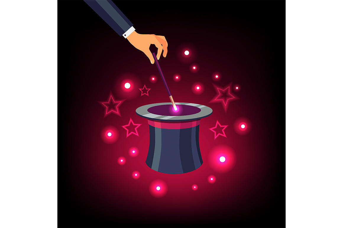 Magical top hat and magic wand, an Illustration by Iconicbestiary