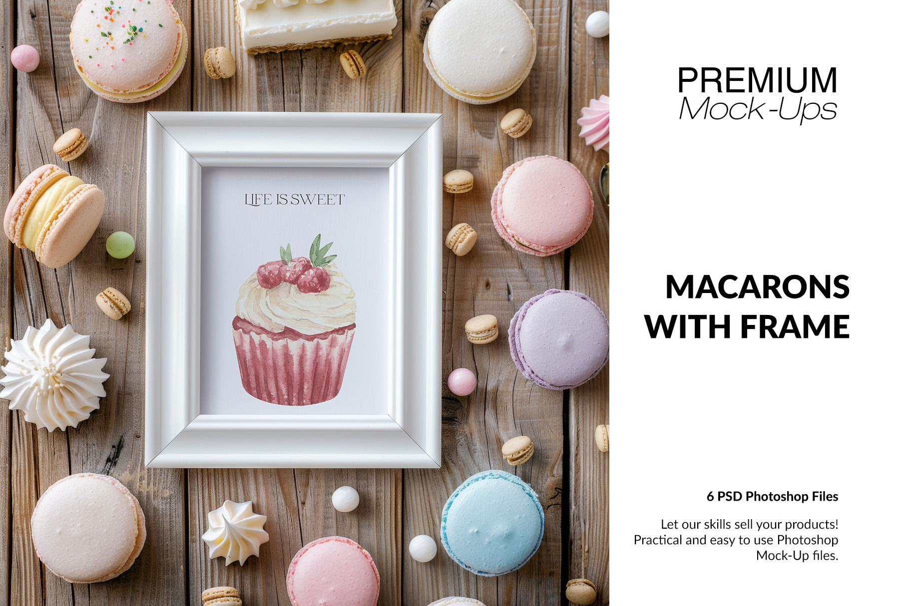 Frames and Macarons Mockups, a Household Mockup by mock-ups