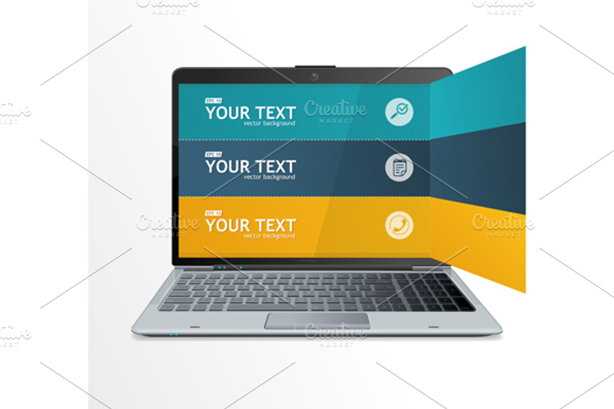 Infographics on Laptop. Vector, an Illustration by Vector and Templates