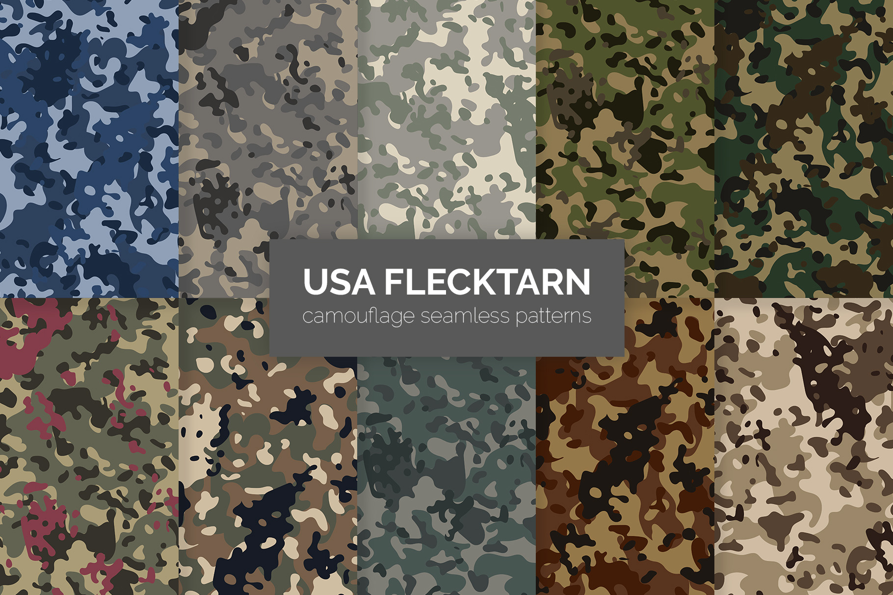 USA Flecktarn Camouflage Patterns, a Pattern Graphic by 3Y_Design