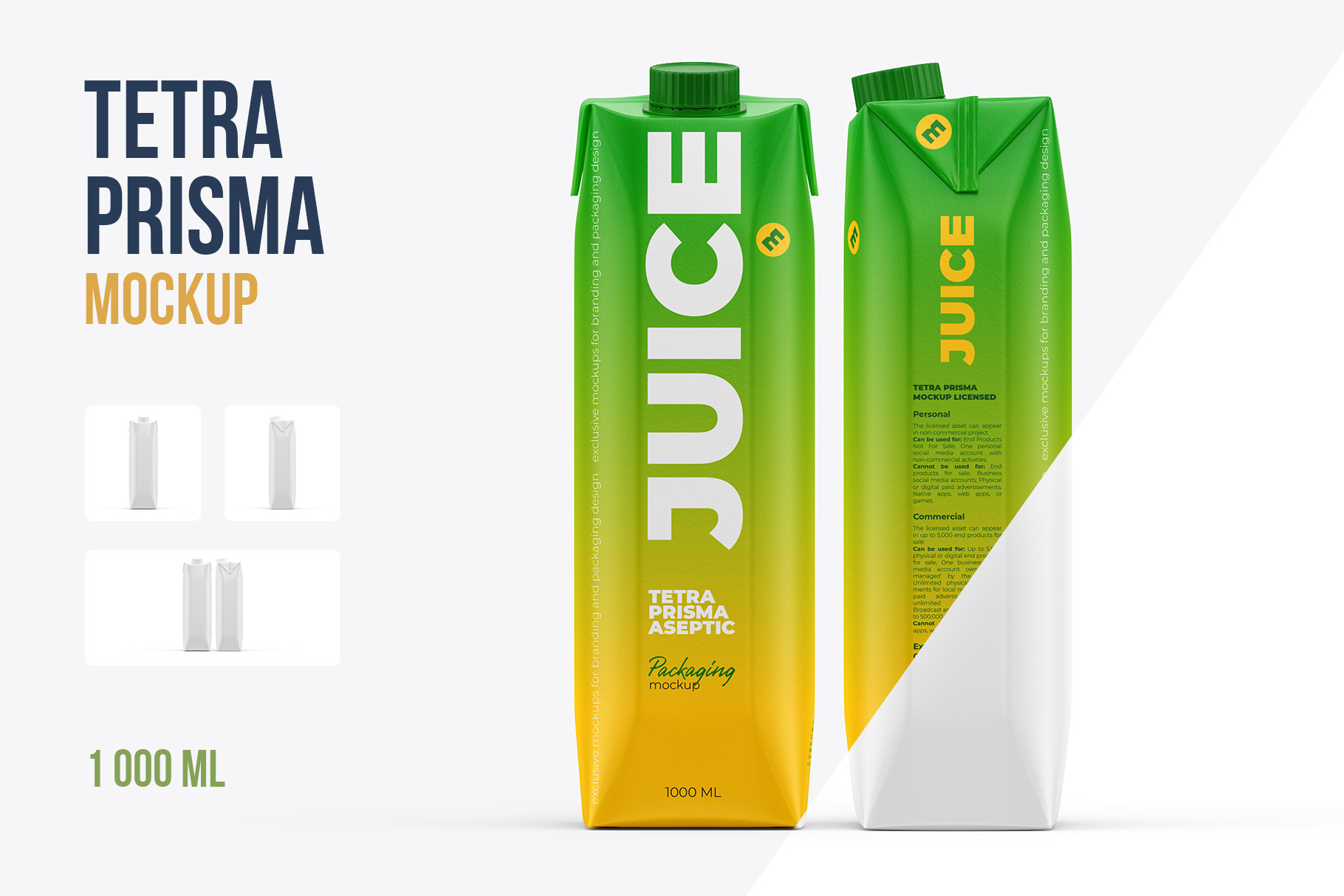 Juice Mockup Tetra Prisma 1000ml, a Packaging Mockup by easymock
