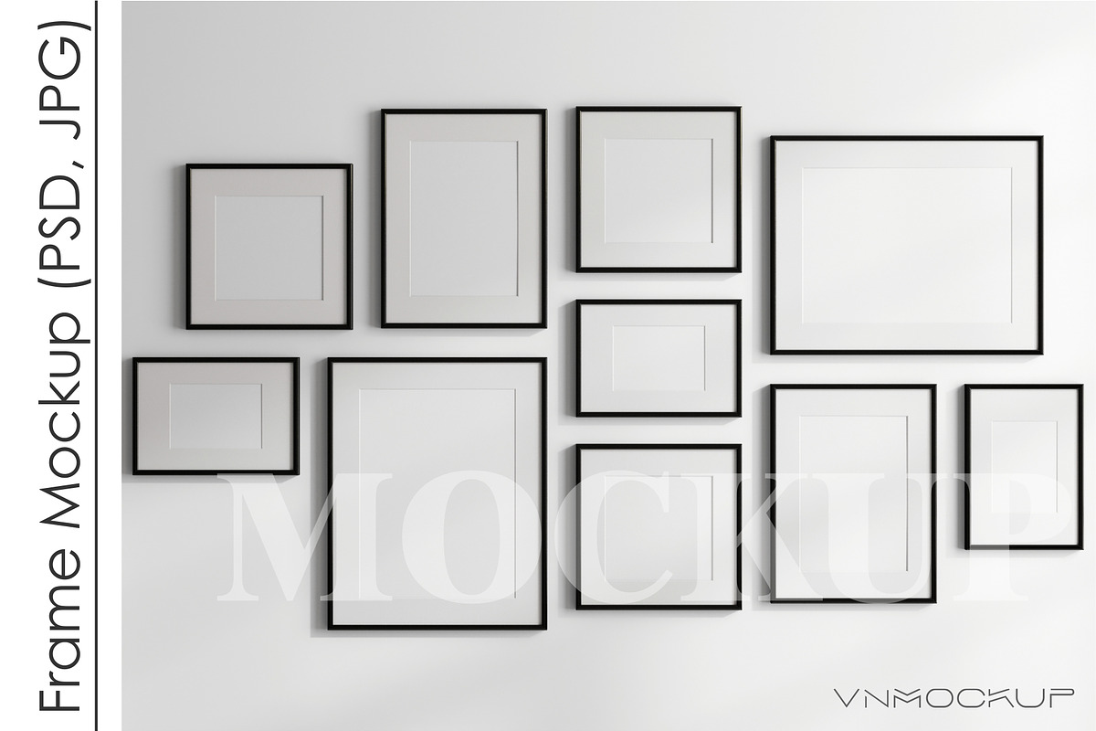 Gallery Wall Mockup PSD JPG, a Print Template by VNmockup