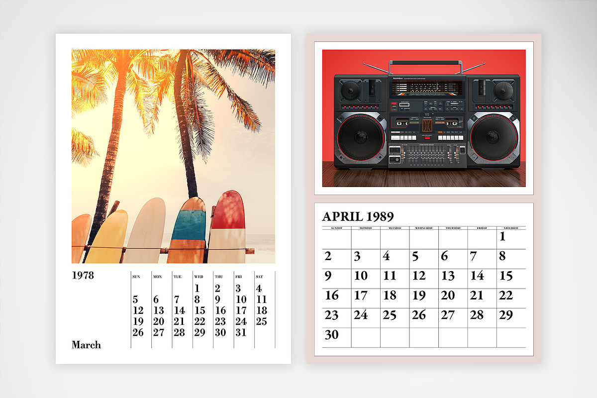 2023 Retro Reusable Calendars Layout, a Stationery Template by McLittle ...