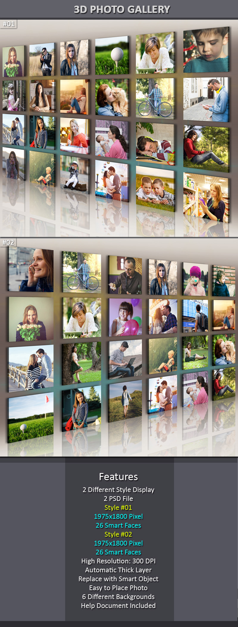 3d Photo Gallery Mock-Up, a Mockup by Graphicsworld125