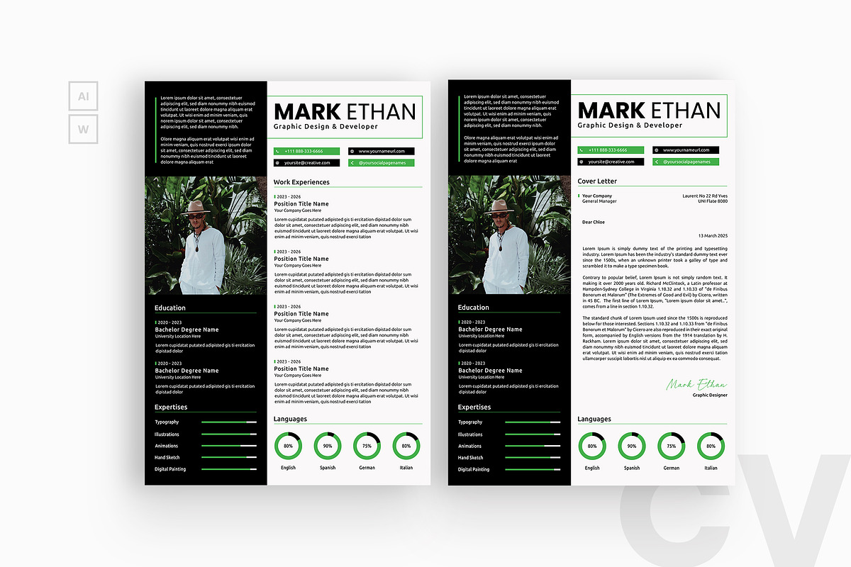 Shape Background Resume CV, a Resume Template by iDoodle Studio