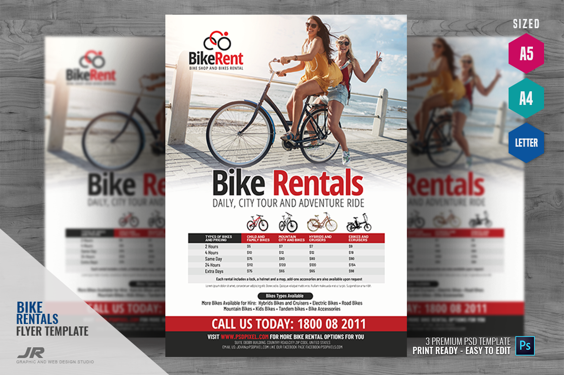 Bike Rental Company Flyer | Flyer Templates ~ Creative Market