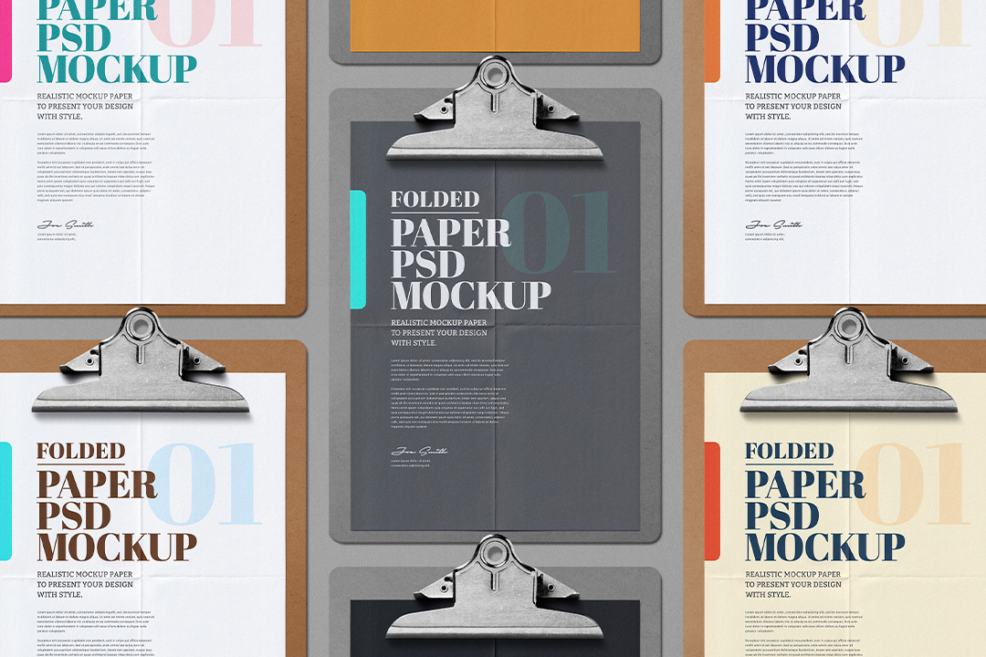 Clipboard Folded Paper Mockup, a Product Mockup by Avelina Studio ...