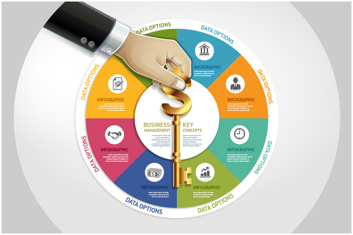 Business Infographic Hand with Key, a Finance Illustration by Graphixmania