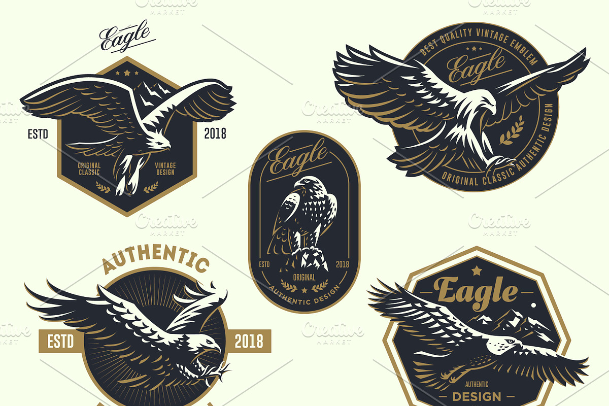 Set of the emblem with the eagle., an Animal Illustration by Masterlevsha