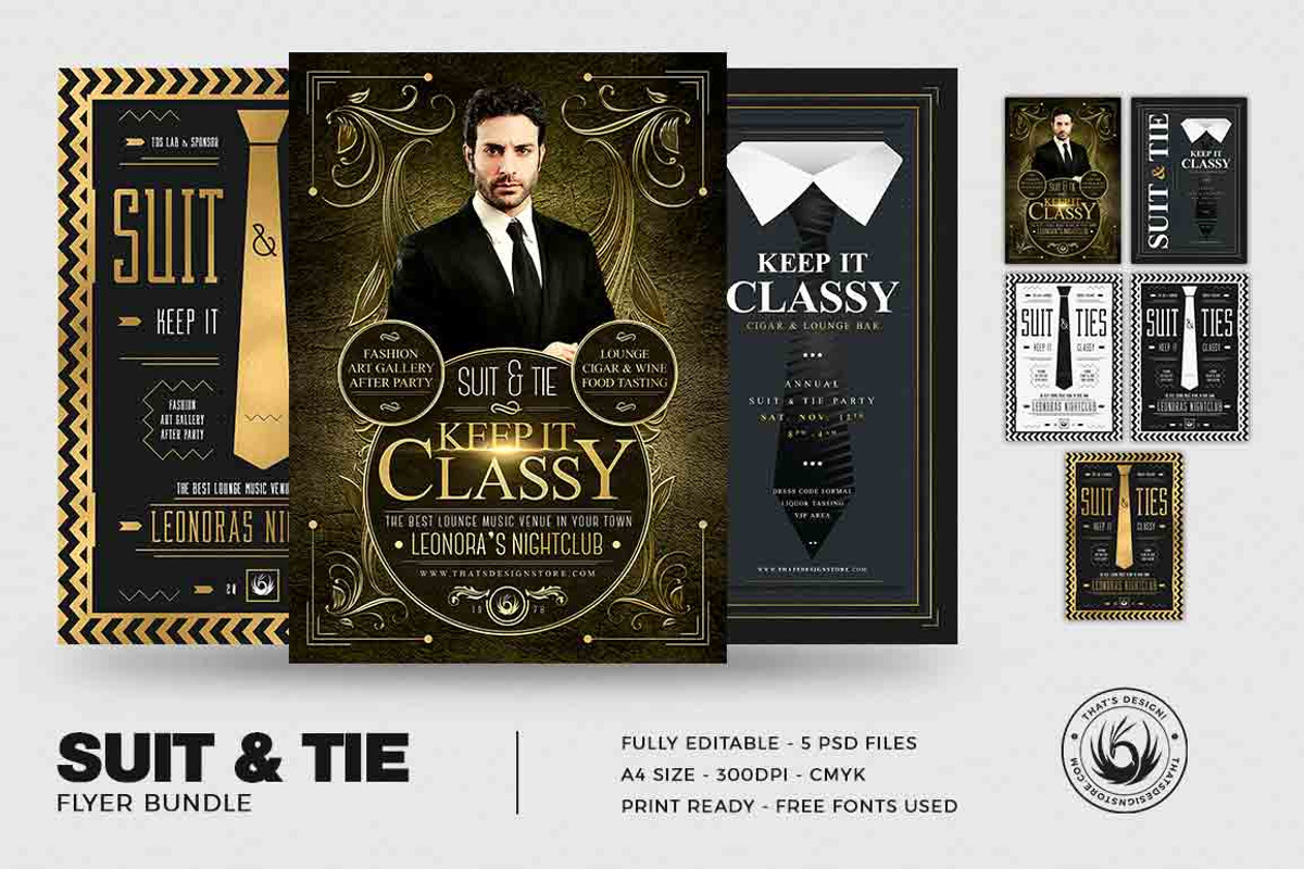 Suit and Tie Flyer Bundle, a Flyer Template by ThatsDesign Art