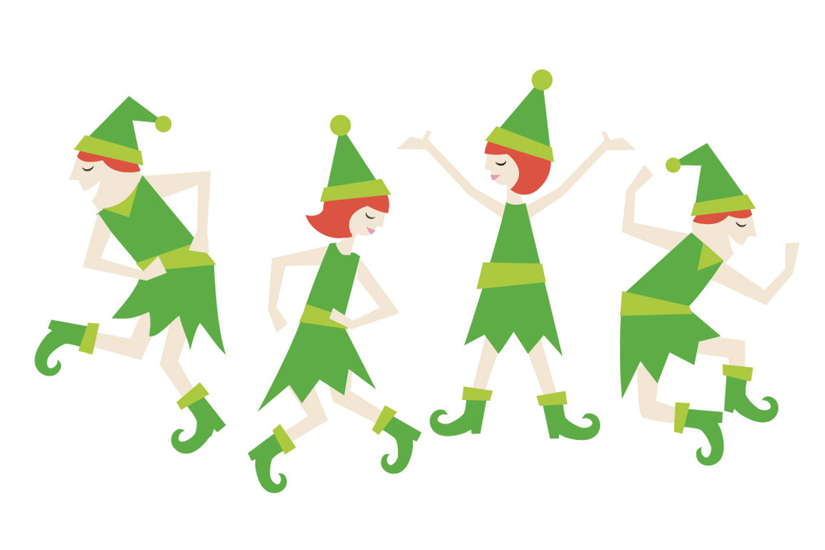 Dancing Elves, an Illustration by Illustrations by Jessie