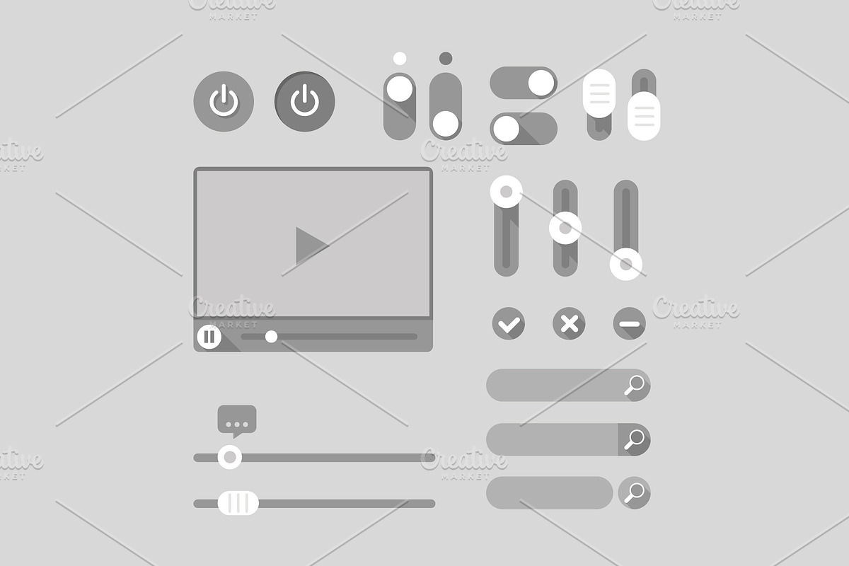 Flat Web UI Elements Design Gray, a Templates & Theme by Sunny