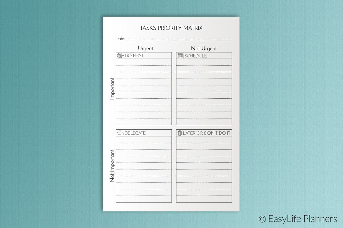 Tasks Priority Matrix A5, a Stationery Template by EasyLifePlanners