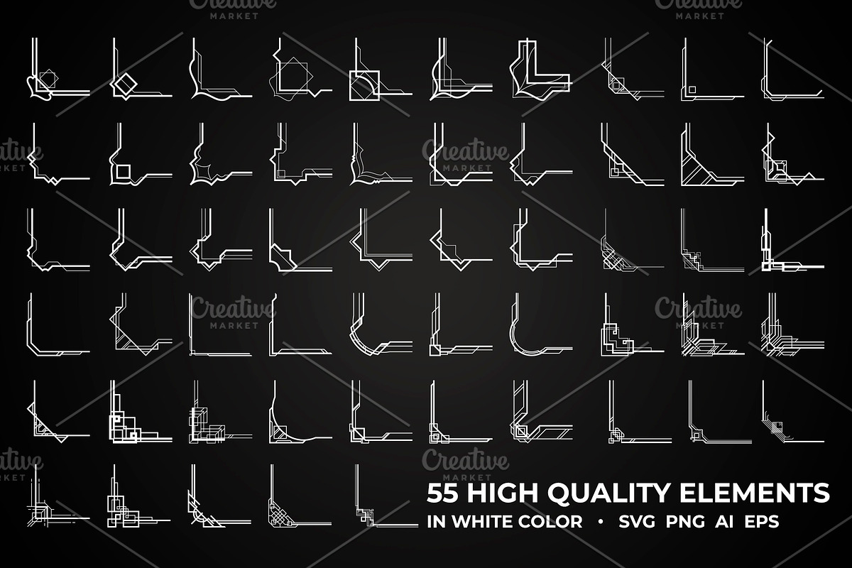 Art Deco Corners Set, an Object Graphic by Olga Ryzychenko