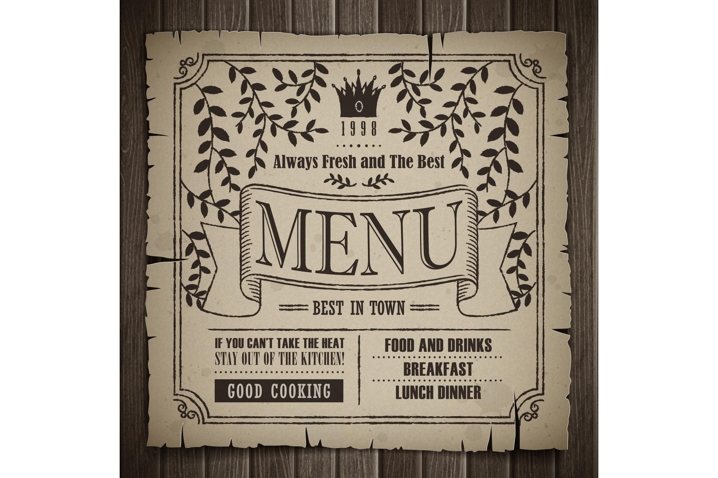Retro restaurant menu design, a Food Illustration by TotallypicRF