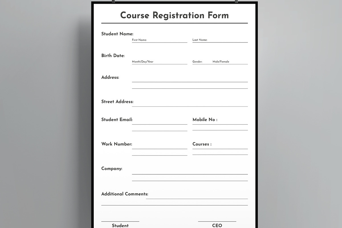 Course Registration Form Template