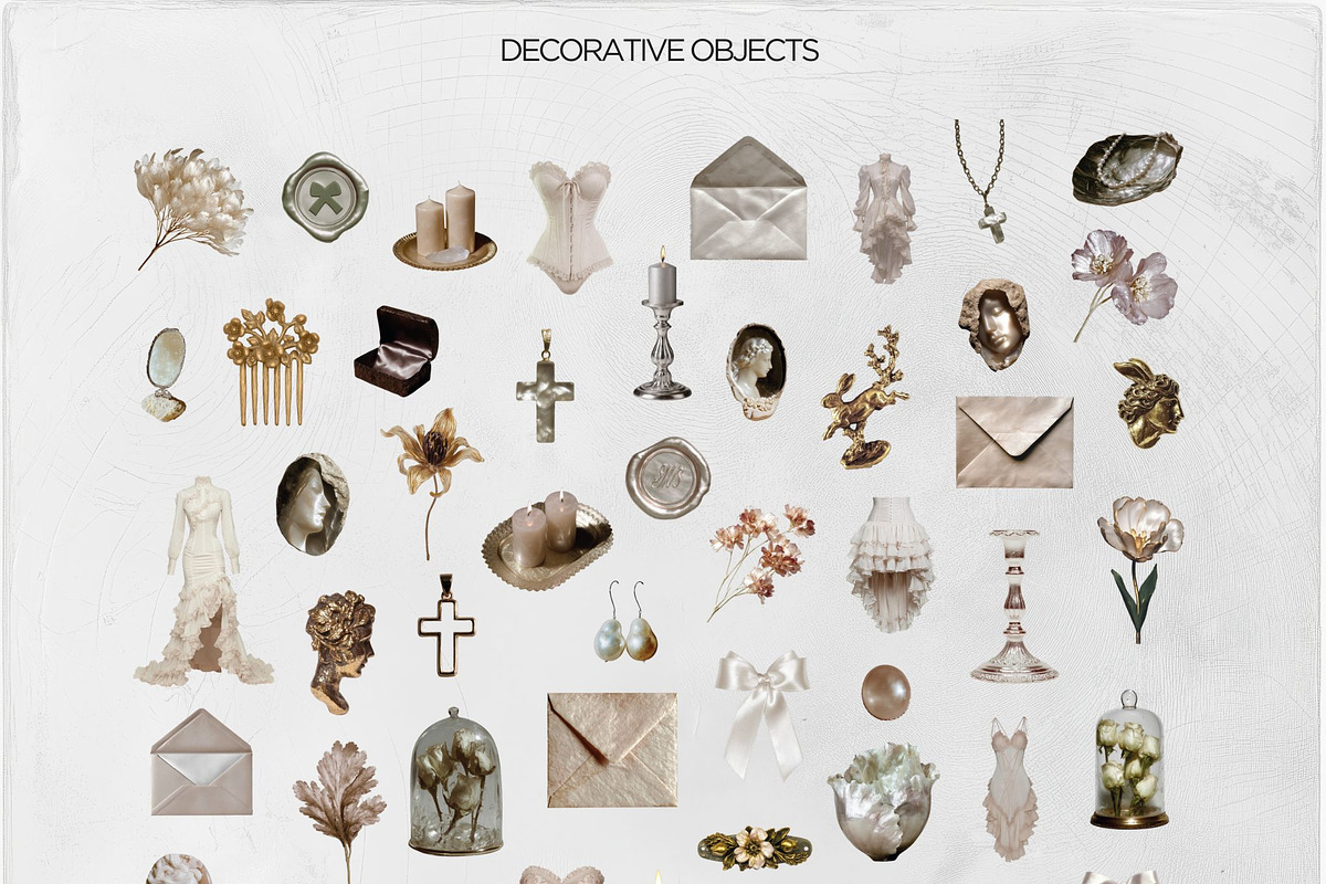 Beige Gothic - Elegance Collage Kit, an Object Graphic by Natali Batu