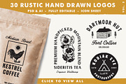 30 Rustic Hand Drawn Logos Vol 2, a Branding & Logo Template by Design ...