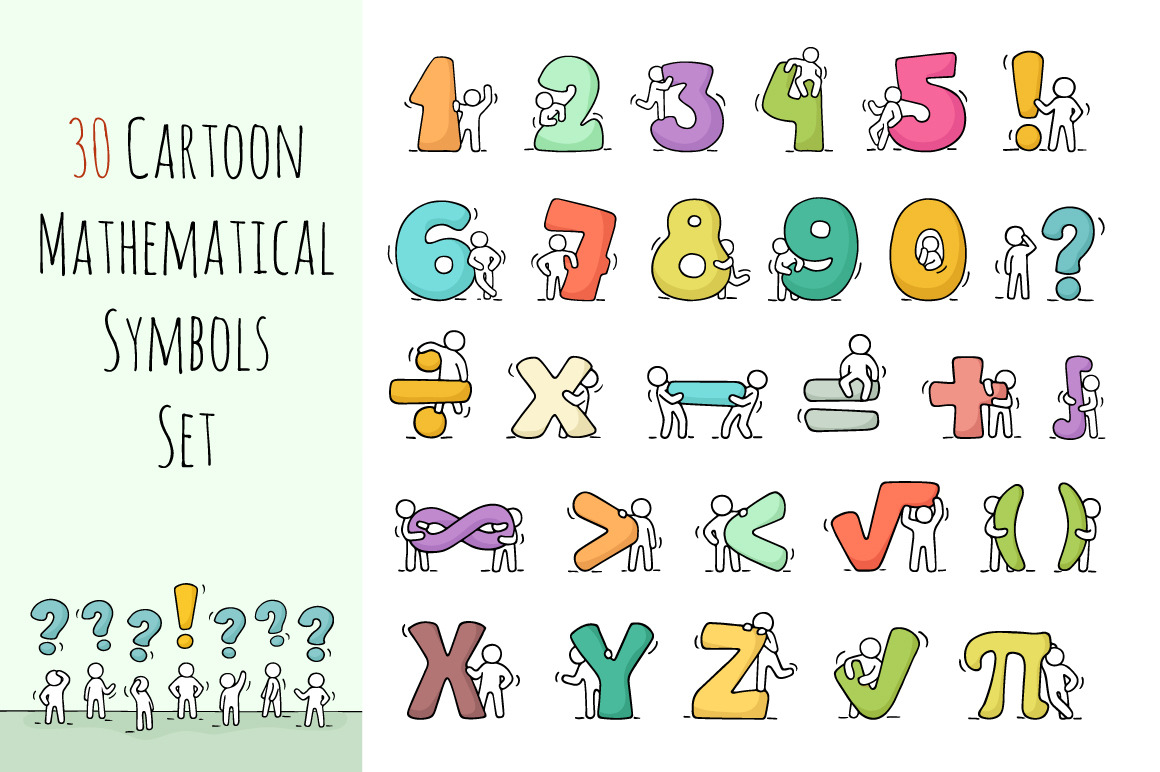 Cartoon mathematical set with People, an Icon by Sapunkele