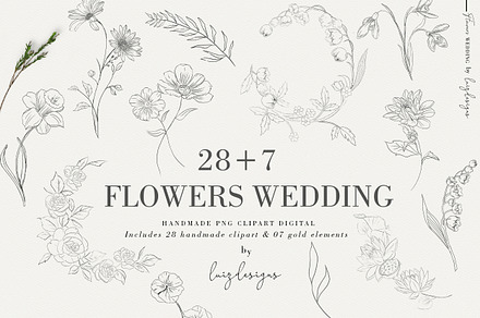 Floral line art for wedding cards | Illustrations ~ Creative Market