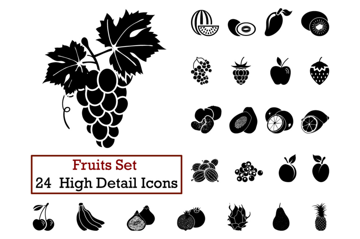 24 Fruits Icons, an Icon by Pavel Vectors
