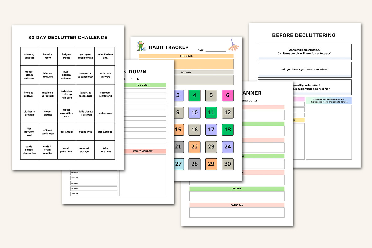 26–27 Decluttering & Organizer Plan, a Stationery Template by Designmela01