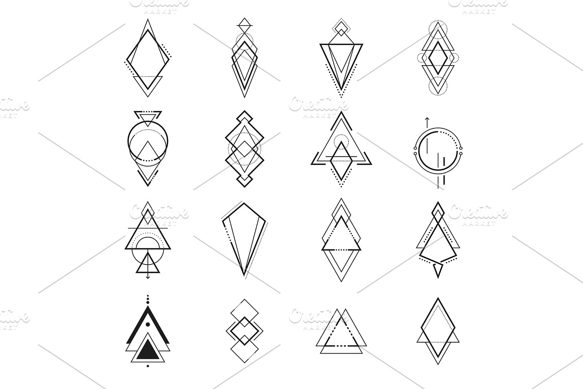 Geometric boho tattoo, geometry, an Illustration by Vector Tradition