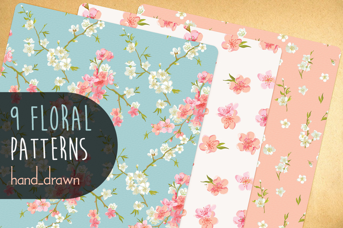 9 Floral Patterns, a Pattern Graphic by Anna Studio