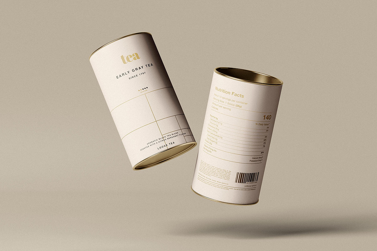 Cylinder Tea Tin Mockup, a Packaging Mockup by Graphic Pear