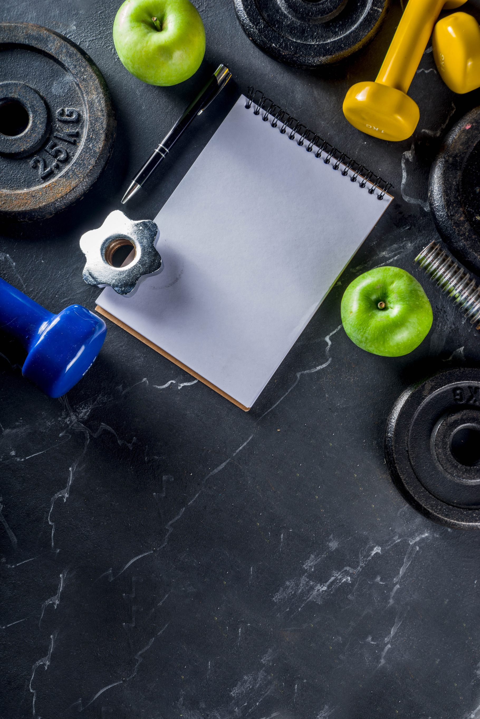 Sport and fitness background with du containing equipment, training ...