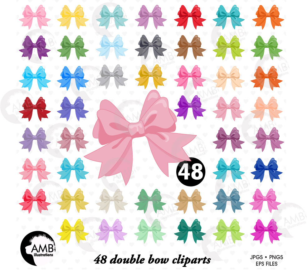 Bow Clipart, Rainbow Colors, 1294, an Illustration by AMBillustrations