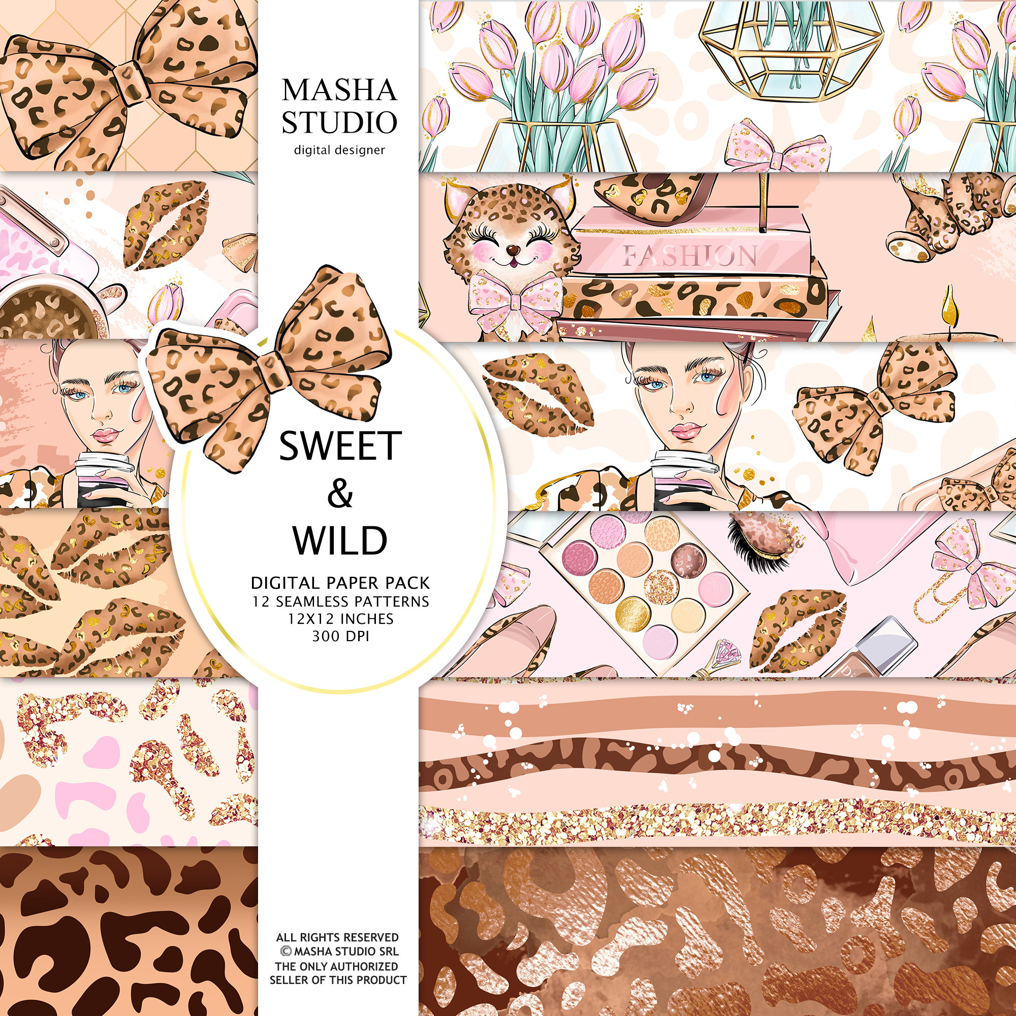 SWEET & WILD digital papers, a Pattern Graphic by Masha Studio