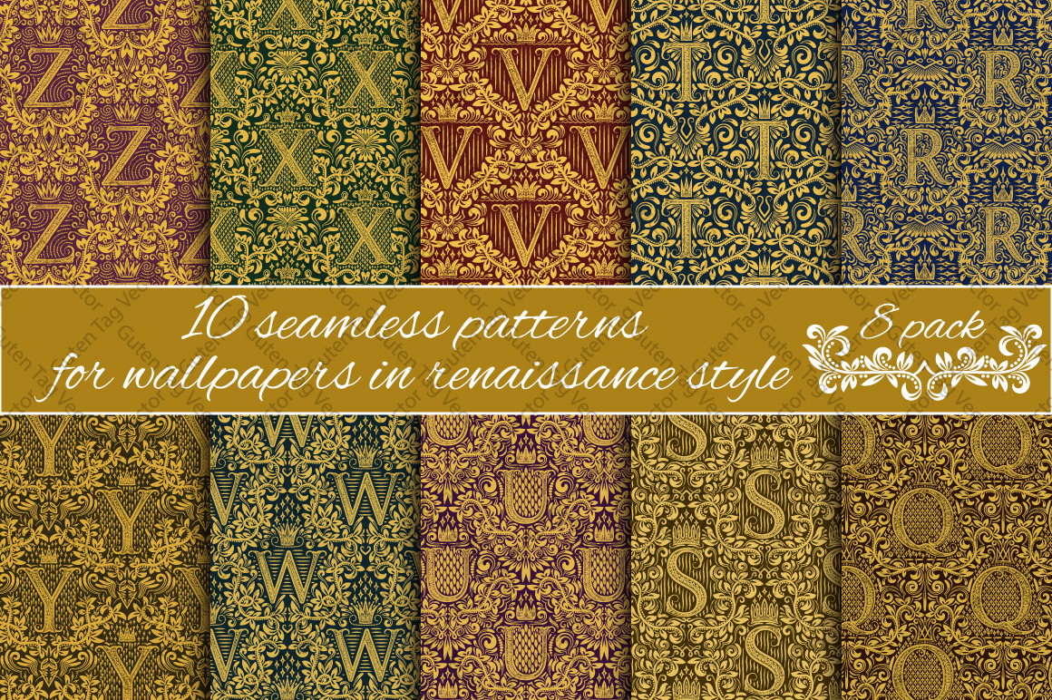 Renaissance seamless patterns Pack 8, a Pattern Graphic by Guten Tag Vector