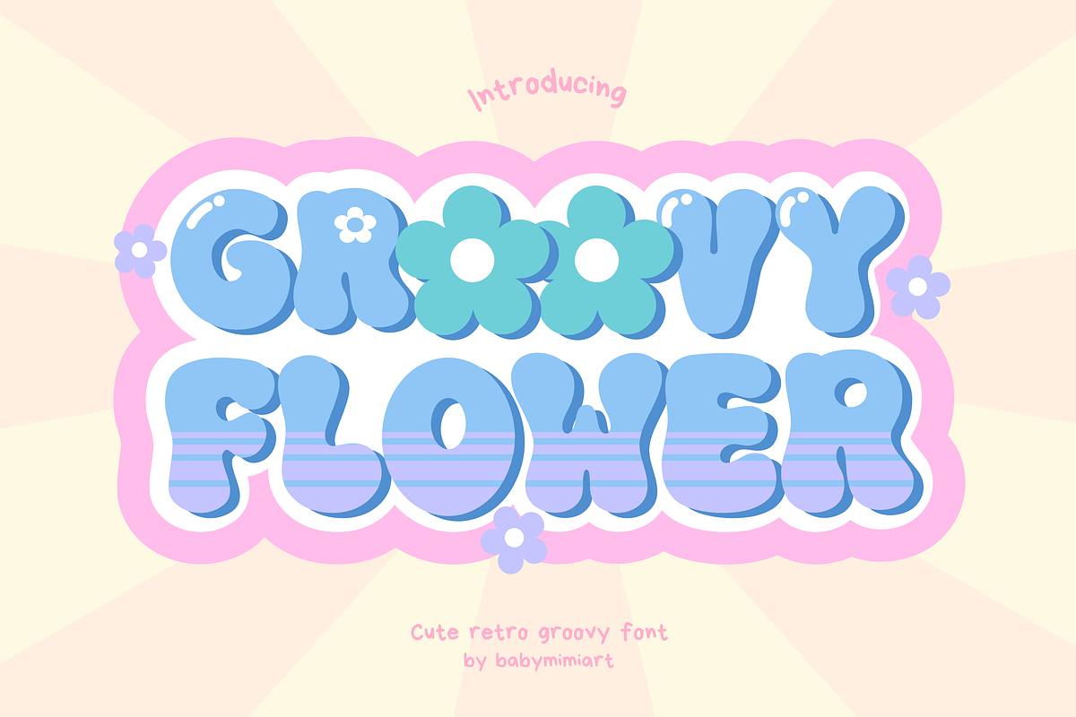 Groovy Flower Retro Font, a Sans Serif Font by Babymimiart