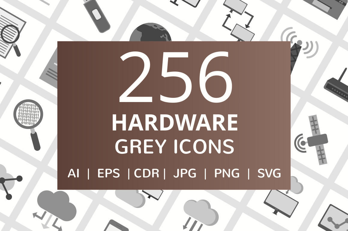 256 Hardware Grey Icons, an Outline Icon by IconBunny