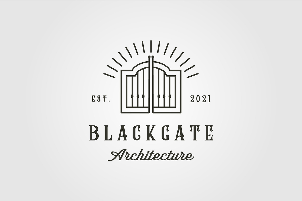 vintage curved gate logo vector | Creative Market