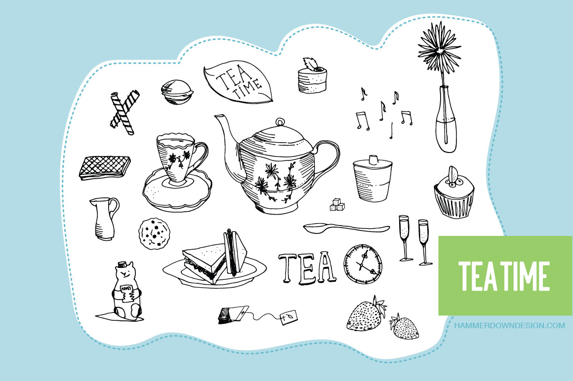 Hand Drawn Clipart - Tea Time, a Food Illustration by Hammer Down Design