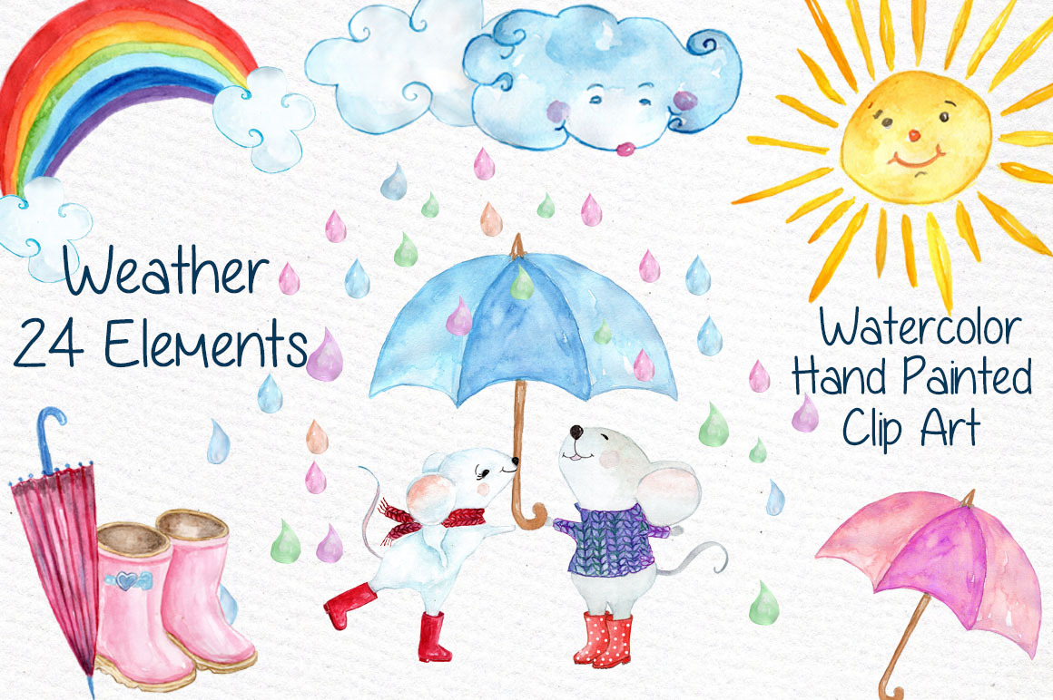 Watercolor weather clipart | Illustrations ~ Creative Market
