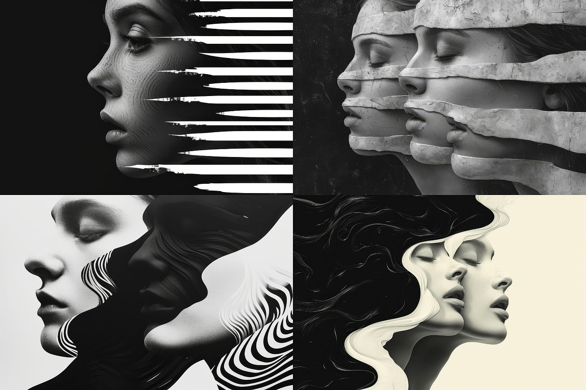 24 Optical Illusion Faces, a Person Illustration by HipFonts
