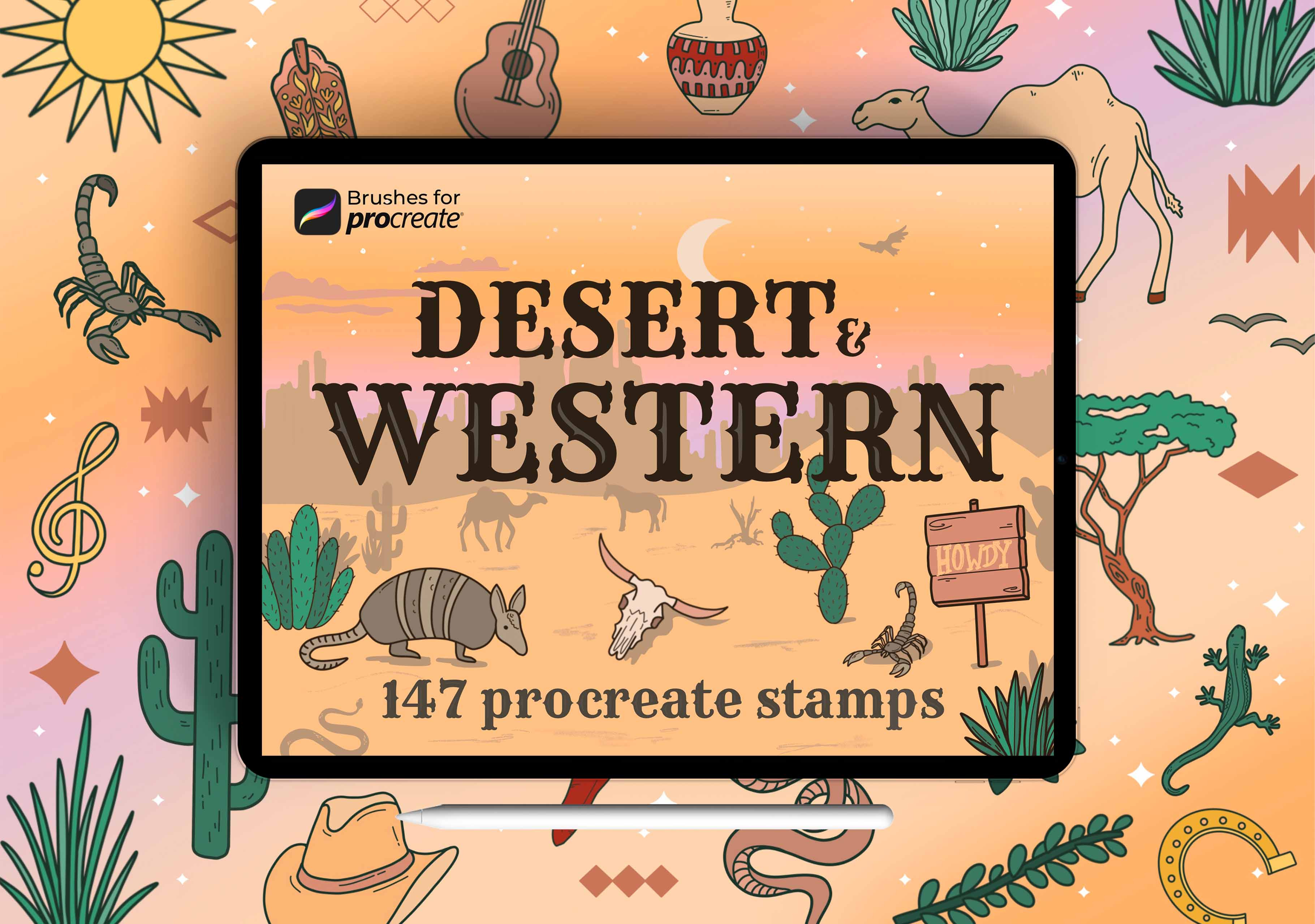 +145 Procreate desert western stamps, a Brush Add-On by laura.design
