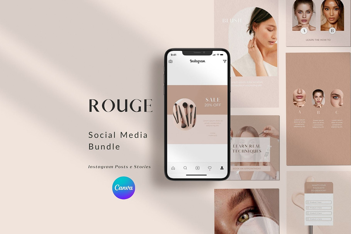 ROUGE - Beauty IG Templates Canva, a Social Media Template by Studio ...